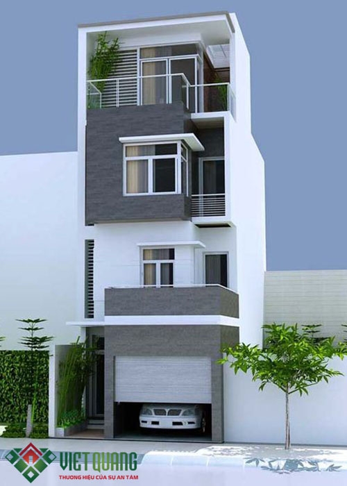 Thiết kế nhà phố đẹp có garage để xe